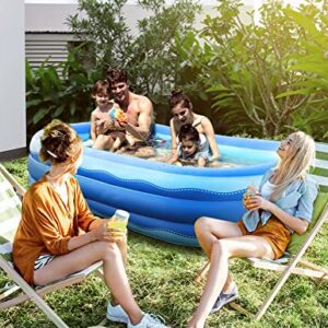 Inflatable Swimming Pool, Rectangle Above Ground Family Blow Up Pool, Swimming Pool for Kiddie Adults, Large Full-Sized Thickened Plastic Pool for Garden Backyard Outdoor (92 inx 56inx 20in)