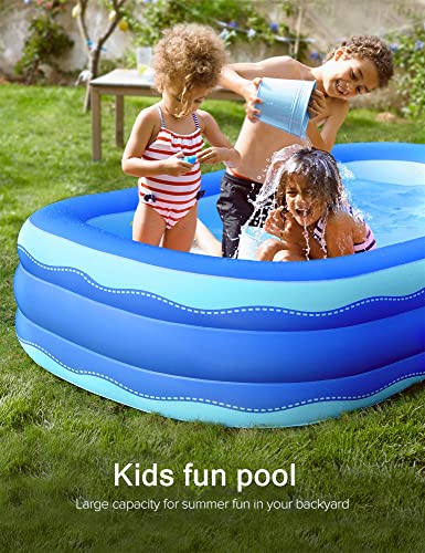 Inflatable Swimming Pool, Rectangle Above Ground Family Blow Up Pool, Swimming Pool for Kiddie Adults, Large Full-Sized Thickened Plastic Pool for Garden Backyard Outdoor (92 inx 56inx 20in)