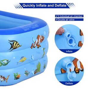 Inflatable Swimming Pool, 50”×30”×20”Family Full-Size Kiddie Pools, Inflatable Lounge Pool for Kiddie, Kids, Infant, Toddlers for Ages 1-3, Outdoor, Garden, Backyard