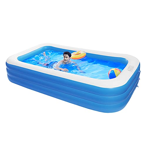 120" x 72" x 22" Inflatable Swimming Pool Family Full-Sized Inflatable Pools Wall Thickness 0.4mm Family Lounge Pool for Kids & Adults Oversized Kiddie Pool Outdoor Blow Up Pool for Backyard, Garden