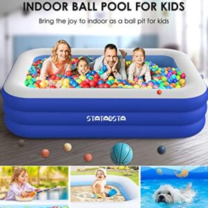 Inflatable Swimming Pool-for Kids & Adults, STATABSTA 120''x72''x22'' Above Ground Pool with Electric Air Pump Full-Sized Family Blow Up Kiddie Pool for Backyard, Garden Backyard Water Party