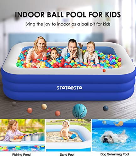 Inflatable Swimming Pool-for Kids & Adults, STATABSTA 120''x72''x22'' Above Ground Pool with Electric Air Pump Full-Sized Family Blow Up Kiddie Pool for Backyard, Garden Backyard Water Party