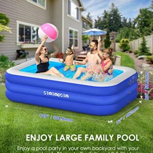 Inflatable Swimming Pool-for Kids & Adults, STATABSTA 120''x72''x22'' Above Ground Pool with Electric Air Pump Full-Sized Family Blow Up Kiddie Pool for Backyard, Garden Backyard Water Party