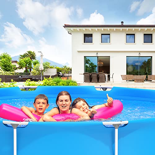 Goplus Above Ground Swimming Pool, 12ft x 12ft x 30inch Outdoor Steel Frame Pool W/Pool Cover, Reinforced Steel Frame, Round Swimming Pool for Backyard, Garden, Patio, Balcony (Blue)