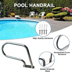 BTZHY Swimming Pool Handrails, 304 Stainless Steel Spa Handrail, Pool Safety Rail Humanized Easy to Maintain Pool Railings for Garden Backyard Pools (1PCS)