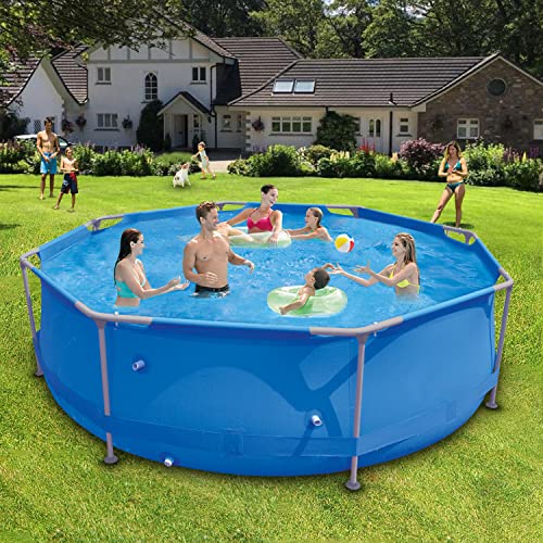 Above Ground Swimming Pool - 10ft x 30in Metal Frame Pool, Swimming Pool for Kids and Adults, Family Fun Kiddie Pool, Summer Fun Swimming Pool, Pool Above Ground, Pools for Backyard, Party, Garden