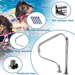 BTZHY Swimming Pool Handrails, 304 Stainless Steel Safety Handle, Pool Stair Rail Humanized Ladder Step Handrail for Garden Backyard Pools (1PCS)