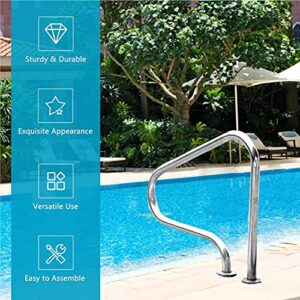 BTZHY Swimming Pool Handrails, 304 Stainless Steel Safety Handle, Pool Stair Rail Humanized Ladder Step Handrail for Garden Backyard Pools (1PCS)