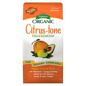 espoma organic citrus-tone 5-2-6 natural & organic fertilizer and plant food for all citrus, fruit, nut & avocado trees; 4 lb. bag. promotes vigorous growth & abundant fruit visit the espoma store