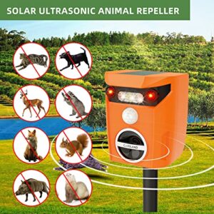 Careland Ultrasonic Deer Repellent Solar Animal Repeller Outdoor Cat Repellent Motion Activated with LED Flashing Light,Keep Animals Deer Raccoon Foxes Dogs Away from Lawn and Garden