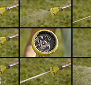 The Relaxed Gardener Watering Wand - 15" Garden Hose Nozzle Sprayer 8 Adjustable Spray Patterns and Thumb Control Shut Off Valve