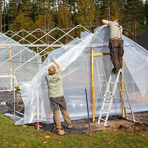 Doniks Clear Greenhouse Film Plastic Sheeting 6 Mil Thickness,Greenhouse Cover Polyethylene Plastic,5 Year UV Resistant Film Hoop Green15 x40ft,for Gardening, Farming, Agriculture, Garden