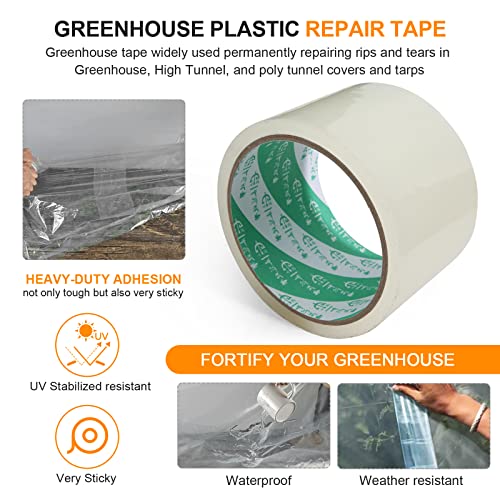 Doniks Clear Greenhouse Film Plastic Sheeting 6 Mil Thickness,Greenhouse Cover Polyethylene Plastic,5 Year UV Resistant Film Hoop Green15 x40ft,for Gardening, Farming, Agriculture, Garden