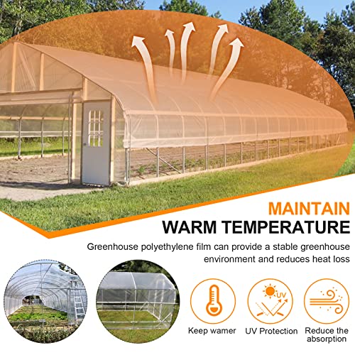 Doniks Clear Greenhouse Film Plastic Sheeting 6 Mil Thickness,Greenhouse Cover Polyethylene Plastic,5 Year UV Resistant Film Hoop Green15 x40ft,for Gardening, Farming, Agriculture, Garden