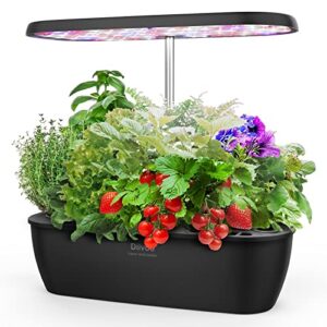 diivoo indoor herb garden, 12 pods hydroponics growing system with grow light, smart garden planter for family home kitchen, automatic cycle timer germination kit, height adjustable