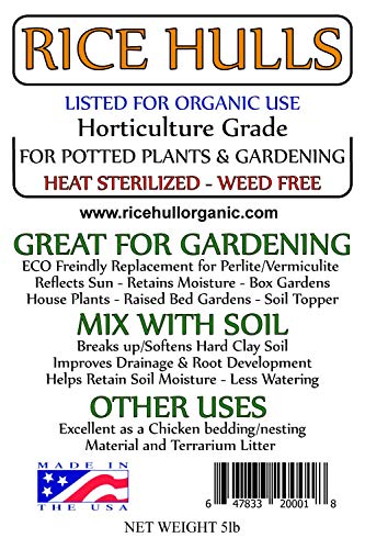 Rice Hulls - Organic Use - 5lb - House Plants – Gardening - Chicken Bedding Nesting