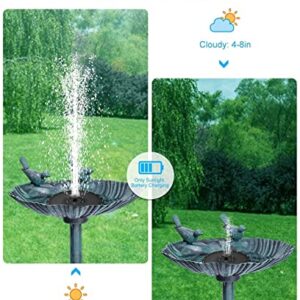 Yzert 3.5W Solar Fountain with White LED Light, Built-in Battery Bird Bath Fountains Solar Power with 4 Fixed Rods, Solar Fountain Pump for Bird Bath Pool, Pond,Outdoor and Garden