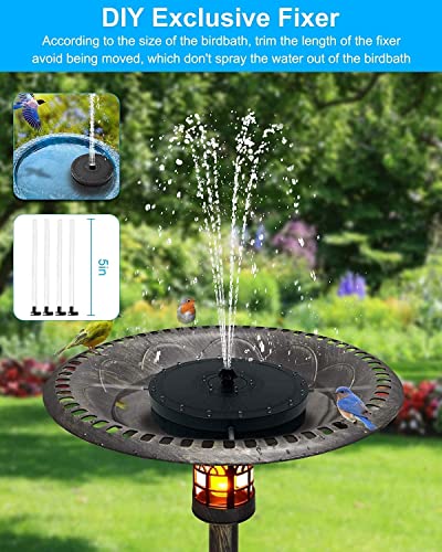 Yzert 3.5W Solar Fountain with White LED Light, Built-in Battery Bird Bath Fountains Solar Power with 4 Fixed Rods, Solar Fountain Pump for Bird Bath Pool, Pond,Outdoor and Garden