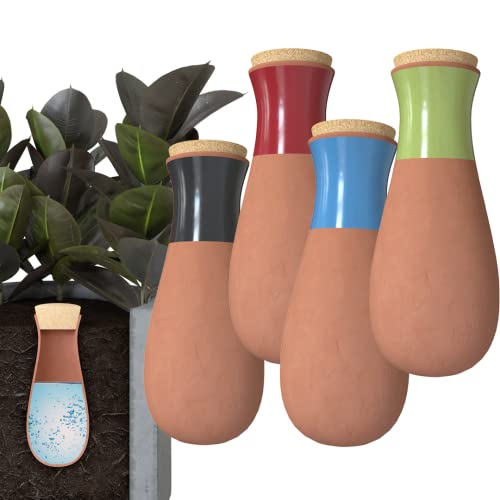 SmartiLiving 4 Plant Watering Globes - Extra Large Easy-Refill 4 Week Plant Waterer System with Large Top Refill Reservoir Bulbs - Automatic Self-Watering Device for Indoor and Outdoor Plants (4 Set)