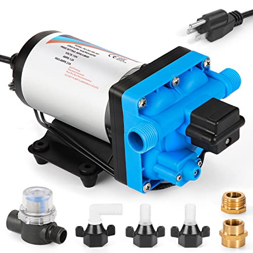 Anbull Self Priming Water Pump 110V 5.0GPM 55PSI, Industrial Water Pressure Diaphragm Pump with 3/4" Garden Hose Adapters for Liquid Transfer, Marine, Agriculture Applications