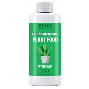 ben’s home & garden everything indoor plant food with kelp | liquid concentrate indoor plant fertilizer 3-3-3 all purpose plant food for house plants (8 ounce)