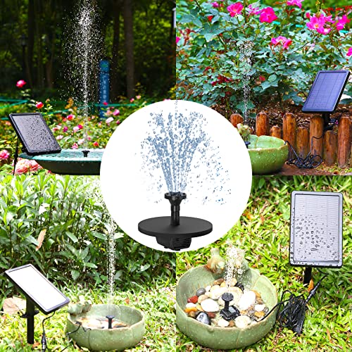 AISITIN 5W Solar Fountain Pump DIY Kit, Bird Bath Solar Water Fountain with 4 Nozzles for Garden/Outdoor, with 3.2ft Water Pipe and Stake, Solar Powered Fountain for Garden, Ponds, Pool, Outdoor