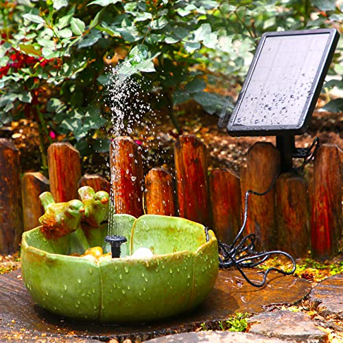 AISITIN 5W Solar Fountain Pump DIY Kit, Bird Bath Solar Water Fountain with 4 Nozzles for Garden/Outdoor, with 3.2ft Water Pipe and Stake, Solar Powered Fountain for Garden, Ponds, Pool, Outdoor