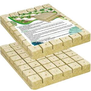 halatool 2 inch garden rockwool stonewool, rockwool grow cubes, 2 sheets starter plugs for soilless cultivation, seedlings cuttings, clone plants, hydroponics germination start (96 plugs in total)