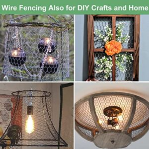 Chicken Wire Fencing 13.7 in x 108 in Hexagonal Galvanized Mesh Small Garden Wire Fence Kit & Wire Ties Floral Chicken Wire Roll for Crafts Rabbit Poultry