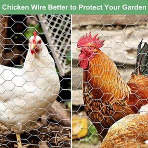 Chicken Wire Fencing 13.7 in x 108 in Hexagonal Galvanized Mesh Small Garden Wire Fence Kit & Wire Ties Floral Chicken Wire Roll for Crafts Rabbit Poultry