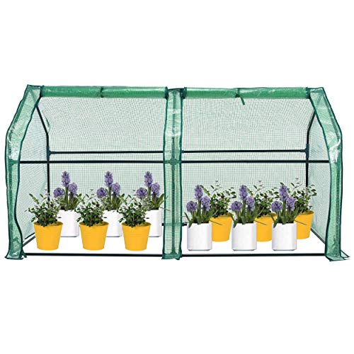 SUNGIFT Mini Greenhouse for Outdoors, Portable Hot House, Large Roll-up Doors with Zipper, PE Garden Bed Cover for Plants, 71 X 36 X 36 Inch