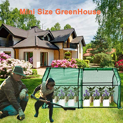 SUNGIFT Mini Greenhouse for Outdoors, Portable Hot House, Large Roll-up Doors with Zipper, PE Garden Bed Cover for Plants, 71 X 36 X 36 Inch