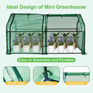 SUNGIFT Mini Greenhouse for Outdoors, Portable Hot House, Large Roll-up Doors with Zipper, PE Garden Bed Cover for Plants, 71 X 36 X 36 Inch