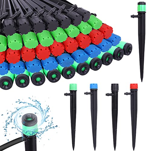 COZYMATE 50pcs 5.5 Inches Drip Irrigation Emitters Spray Heads Micro Spray Adjustable 360 Degree Water Flow Drippers Watering System for Vegetable Garden Patio Lawn