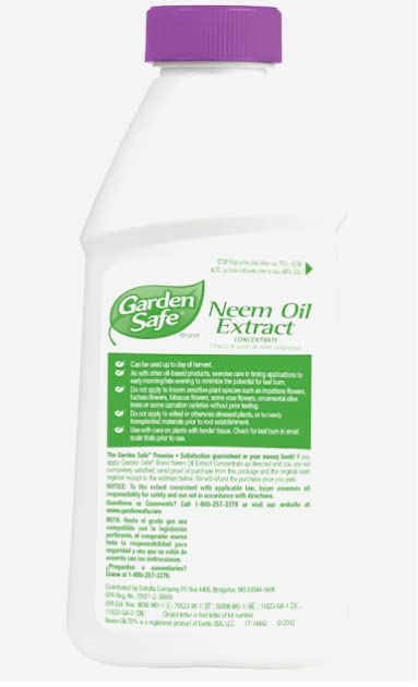 Garden Safe Neem Oil Extract Concentrate, For Organic Gardening, Fungicide, Insecticide, Miticide, Neem Oil For Plants, 10 fl Ounce