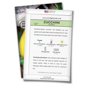 Sow Right Seeds - Golden Zucchini Seeds for Planting - Non-GMO Heirloom Packet with Instructions to Plant and Grow an Outdoor Home Vegetable Garden - Bright Yellow Squash for a Great Gardening Gift