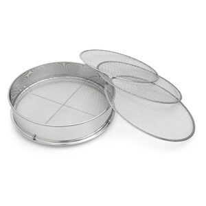 Mopalo 12" Soil Sieve Set with 4 Interchangeable Mesh Screens 1mm, 3mm, 5mm, and 7mm - Garden Sifter for Rocks, Seeds, Dirt, Compost and Potting Soil