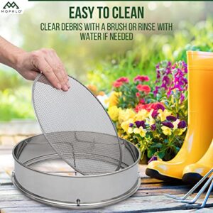 Mopalo 12" Soil Sieve Set with 4 Interchangeable Mesh Screens 1mm, 3mm, 5mm, and 7mm - Garden Sifter for Rocks, Seeds, Dirt, Compost and Potting Soil