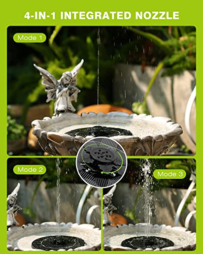 Xinhong Solar Bird Bath Fountains, Upgrade 3W Solar Powered Fountain Pump with 3 In 1 Rotation Nozzle, Free Standing Floating Solar Fountain Pump for Bird Bath, Fish Tank, Pond