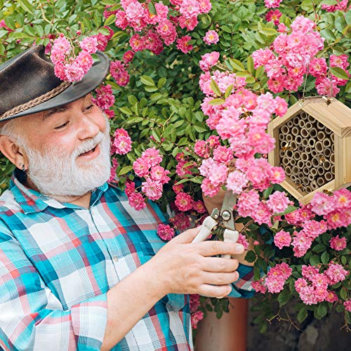 KIBAGA Mason Bee House - Handmade Natural Bamboo Bee Hive Attracts Peaceful Bee Pollinators to Enhance Your Garden's Productivity - The for Garden Lovers