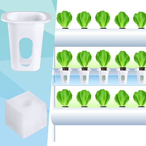 50 Sets of Hydroponic Garden Growing System Accessories Includes 50 Planting Baskets 50 Plant Growth Sponges Compatible with Most Hydroponic Garden Planting Systems