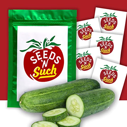 Seeds N Such 215 Hand Selected Cucumber Garden Seeds | Includes 5 Individually Packaged Seeds - Beit Alpha, Marketmore 76, Armenian, Saladmore Bush & Parisian Hybrid | Untreated & Non-GMO