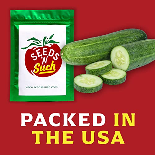 Seeds N Such 215 Hand Selected Cucumber Garden Seeds | Includes 5 Individually Packaged Seeds - Beit Alpha, Marketmore 76, Armenian, Saladmore Bush & Parisian Hybrid | Untreated & Non-GMO