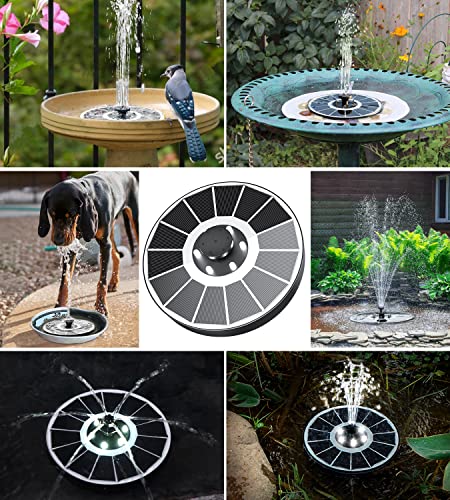 Yzert 3.5W Solar Fountain with Light Full Glass Panel, Solar Bird Bath Fountains with 8 Nozzles & 4 Fixed Rods, Floating Solar Water Fountain for Garden,Pond, Pool, Outdoor(White)