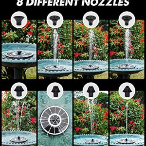 Yzert 3.5W Solar Fountain with Light Full Glass Panel, Solar Bird Bath Fountains with 8 Nozzles & 4 Fixed Rods, Floating Solar Water Fountain for Garden,Pond, Pool, Outdoor(White)