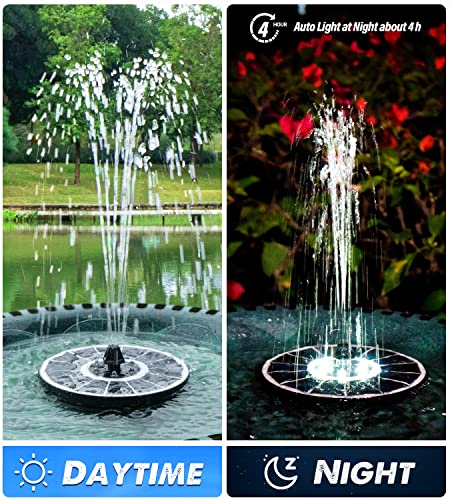 Yzert 3.5W Solar Fountain with Light Full Glass Panel, Solar Bird Bath Fountains with 8 Nozzles & 4 Fixed Rods, Floating Solar Water Fountain for Garden,Pond, Pool, Outdoor(White)