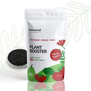 florasoul all purpose liquid plant food vegan organic garden fertilizer flowers, vegetables, herbs, shrubs, trees npk3-4-18 water soluble organic nutrients 500g/200 gal