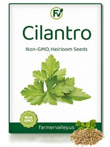 cilantro seeds for planting home garden herbs – individual pack of 300+ heirloom seeds, suitable for outdoors, indoors, and hydroponics – non-gmo, non-hybrid, untreated, and usa grown variety