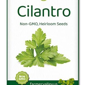 Cilantro Seeds for Planting Home Garden Herbs - Individual Pack of 300+ Heirloom Seeds, Suitable for Outdoors, Indoors, and Hydroponics - Non-GMO, Non-Hybrid, Untreated, and USA Grown Variety