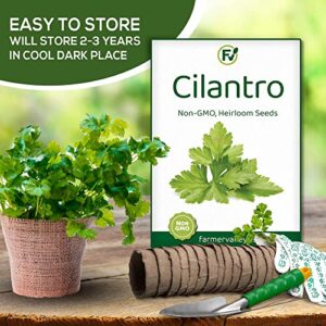 Cilantro Seeds for Planting Home Garden Herbs - Individual Pack of 300+ Heirloom Seeds, Suitable for Outdoors, Indoors, and Hydroponics - Non-GMO, Non-Hybrid, Untreated, and USA Grown Variety